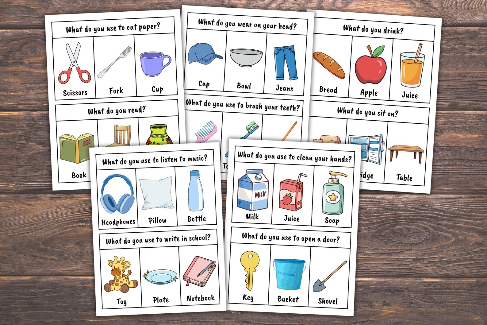 WH Question Flash Cards Printable, Speech Therapy Resource, Speech ...
