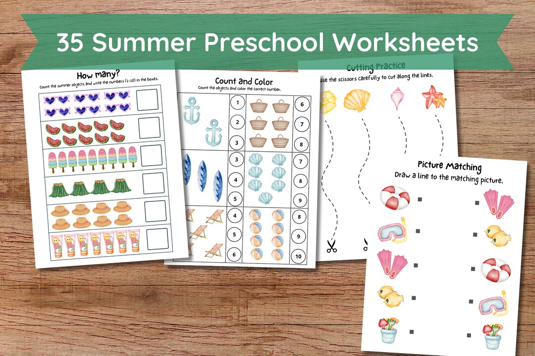 Printable Summer Preschool Activity Bundle, 35 Pages, 8.5"x11", PDF ...