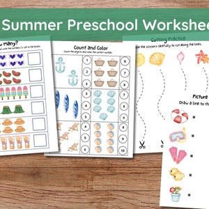 Printable Summer Preschool Activity Bundle, 35 Pages, 8.5"x11", PDF ...