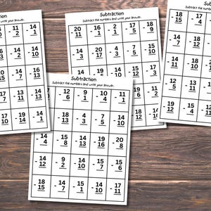 15 Printable Subtraction Fill in the Blanks Worksheets (numbers 1-20 ...