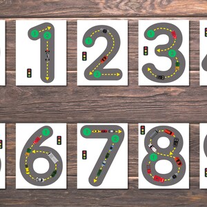 Number Tracing Posters & Flashcards, Vehicles and Roads, Printable ...