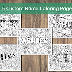 Printable Custom Name Coloring Pages for Adults and Kids, 5 Pages, 8 ...