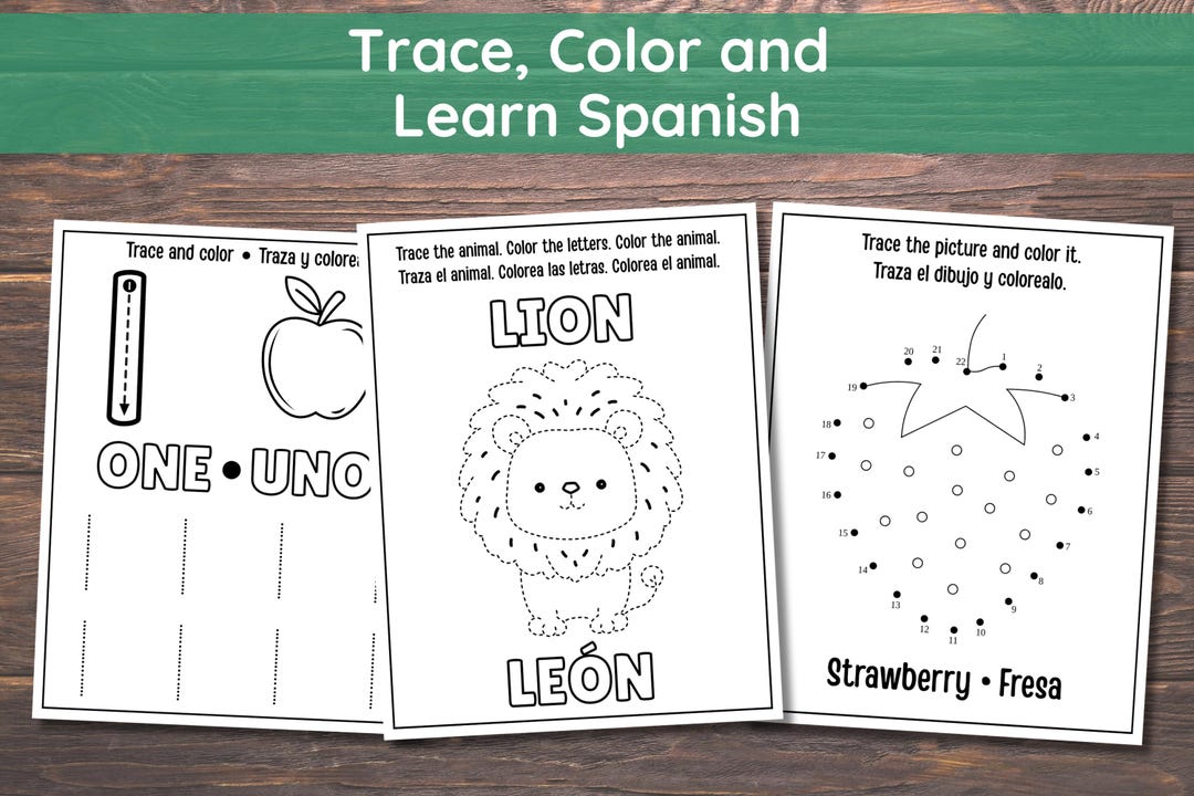 Traza, colorea y aprende bilingüe español-inglés, preescolar y jardín ...