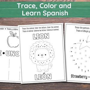 Bilingual Spanish-english Trace, Color and Learn, Preschool and ...