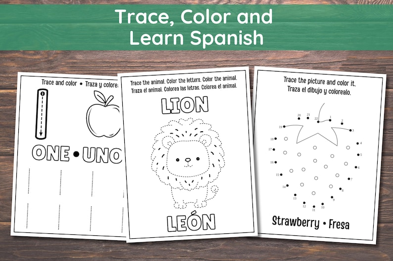 Bilingual Spanish-english Trace, Color and Learn, Preschool and ...
