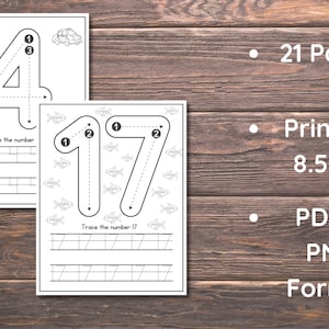 20 Number Tracing Worksheets, Traceable Numbers, Preschool Worksheets ...