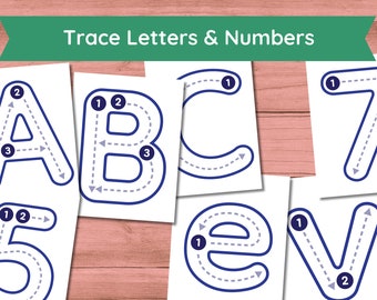 WORKSHEETS | Trace Letters, All 26 Letters, Trace Numbers. Color ...