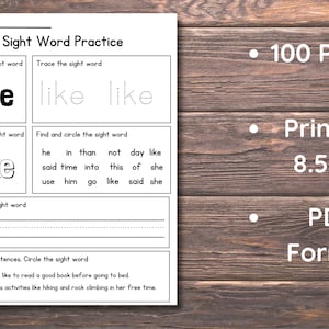 100 Sight Word Worksheets PDF | Fry’s First 100 Sight Words ...