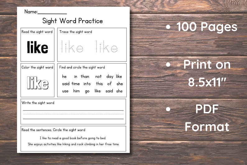 100 Sight Word Worksheets PDF | Fry’s First 100 Sight Words ...