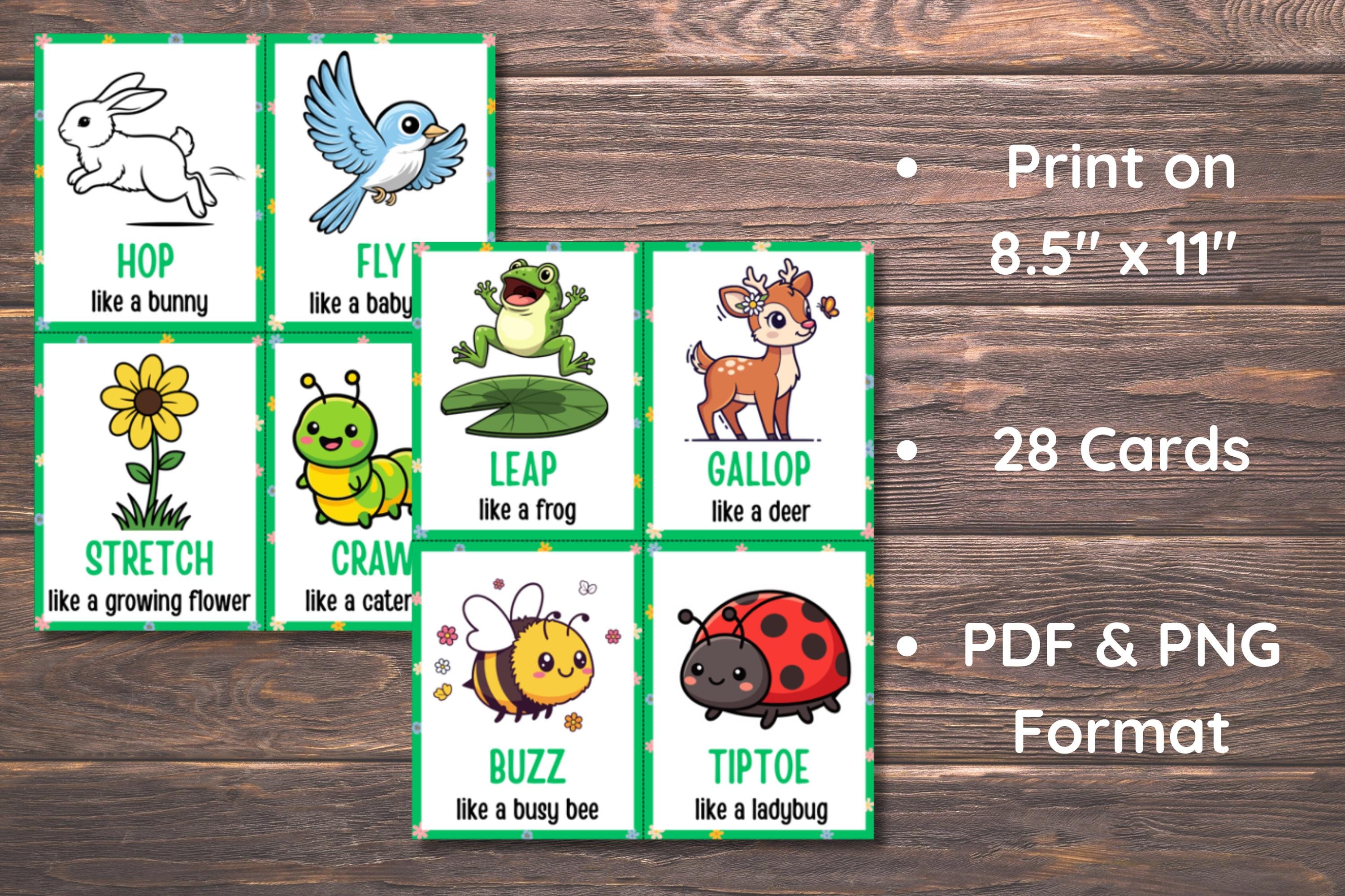 Spring Movement Cards, 28 Spring Motor Activity Flashcards, Spring ...