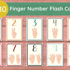 Printable Finger Number Flash Cards, Counting 1-10, Learning, Homeschool, Classroom, Material ...