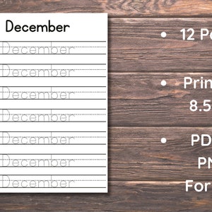 Months of the Year Tracing Worksheet Printable Handwriting Practice ...