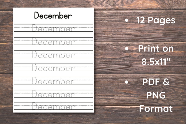Months of the Year Tracing Worksheet Printable Handwriting Practice ...