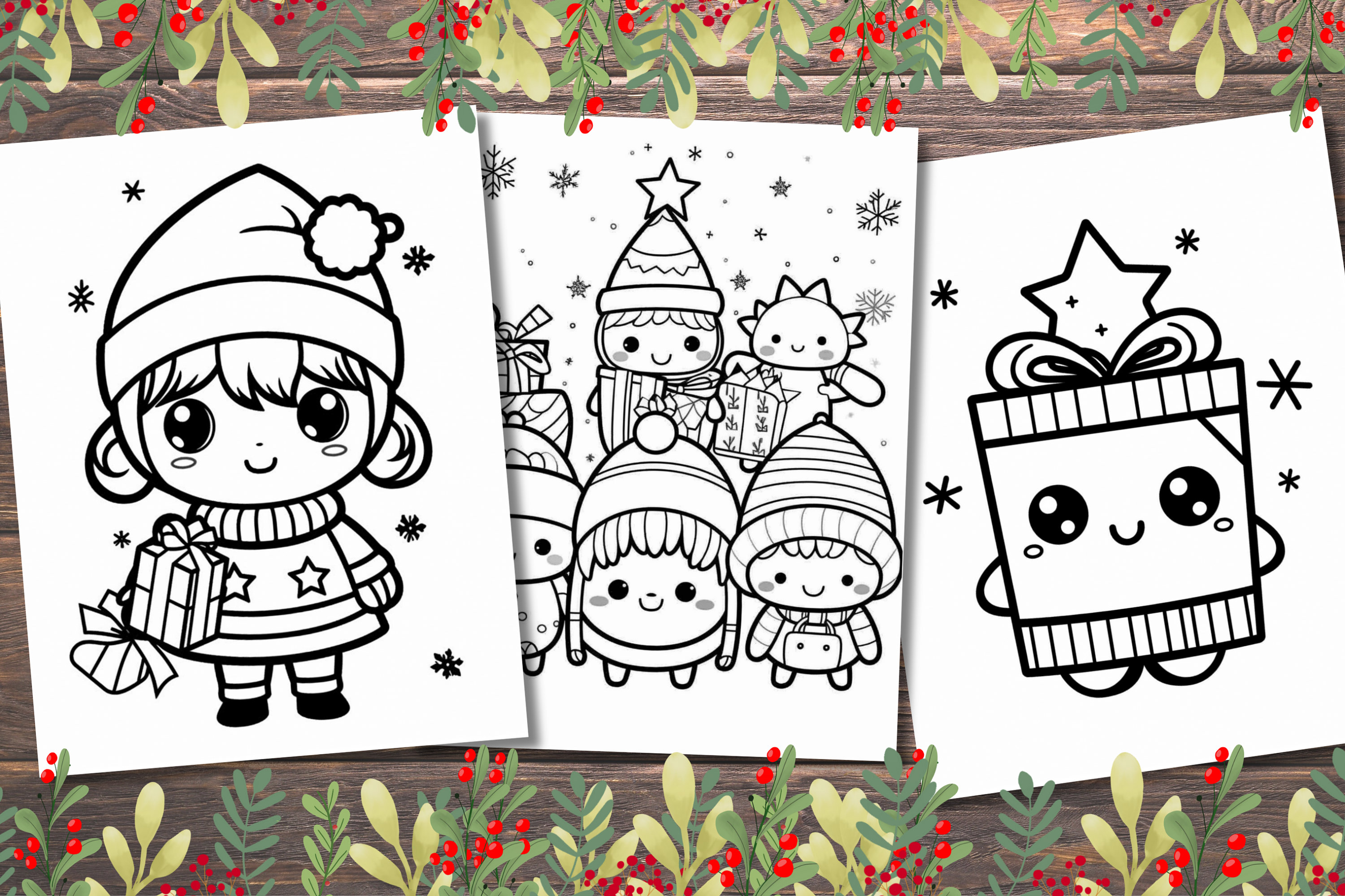 Kawaii Christmas Coloring Pages 60 Pages Cute Coloring - Etsy