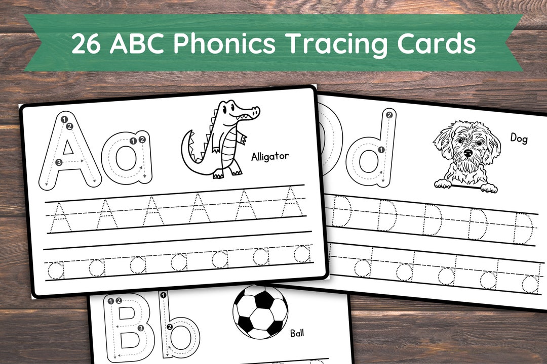 26 ABC Phonics Tracing Cards Preschool-kindergarten - Etsy