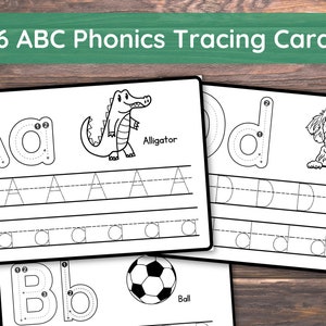 26 ABC Phonics Tracing Cards Preschool-kindergarten - Etsy