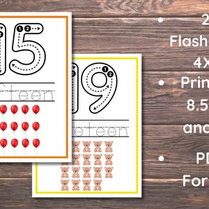 Number 1-20 Oversized Flashcards, Printable Jumbo Counting Cards, Play ...