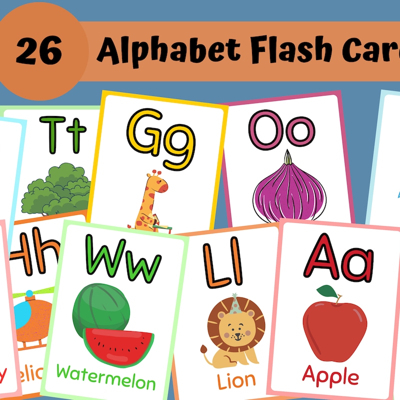 Abc Learning Flash Cards - Etsy