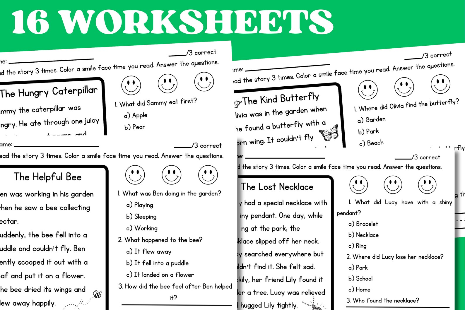 First Grade Reading Comprehension Worksheets Decodable Stories With ...