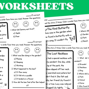 First Grade Reading Comprehension Worksheets Decodable Stories With ...