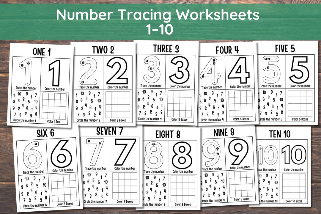 Number Tracing Worksheets 1–10 Printable, Preschool Math, Counting ...