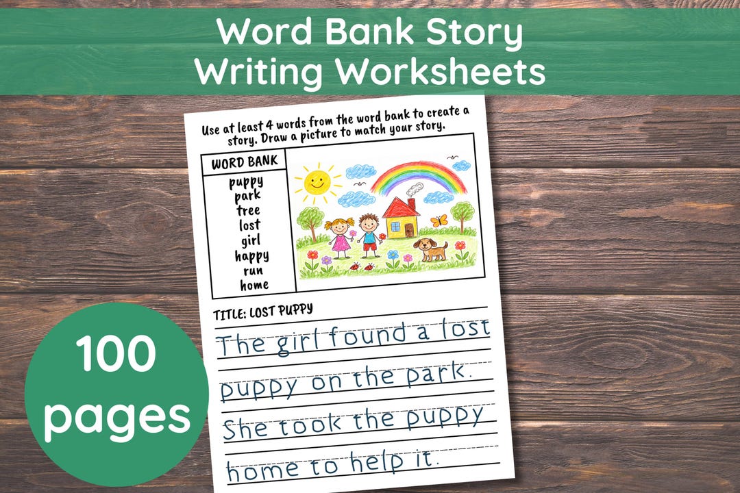 100 Word Bank Story Writing Worksheets, Creative Writing Prompts, 1st ...