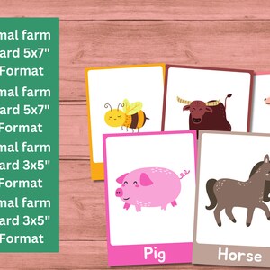 20 Farm Animals Cards, Montessori Flash Cards, Pre-school Cards ...