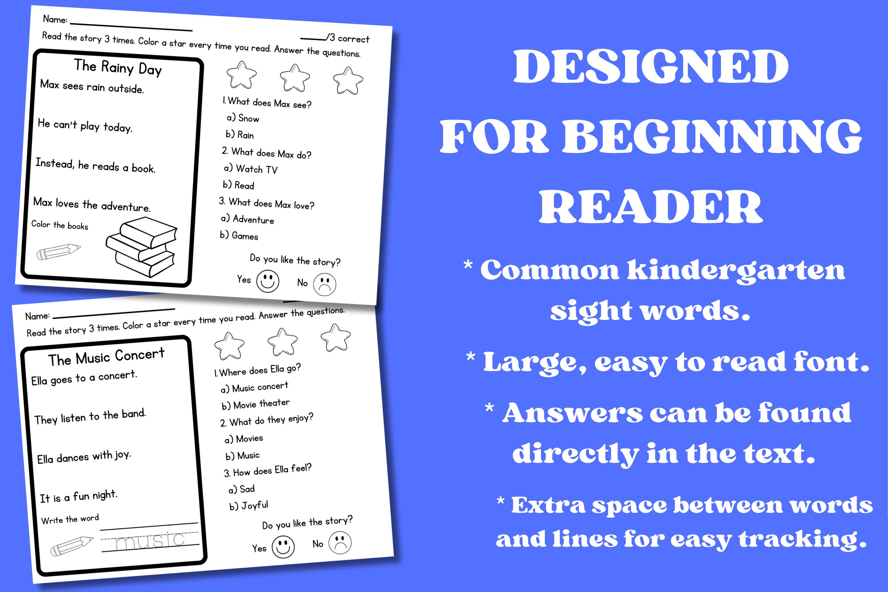 Kindergarten at Home Reading Worksheets | Comprehension Passages ...