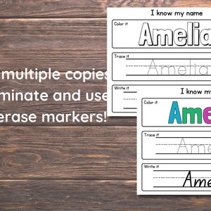 Custom Name Writing Activity,name Tracing Worksheet Printable,dry Erase ...