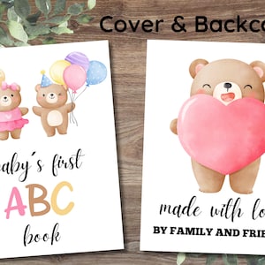 52 Pages ABC Baby Shower Coloring Book, Baby's First ABC Book,bears ...