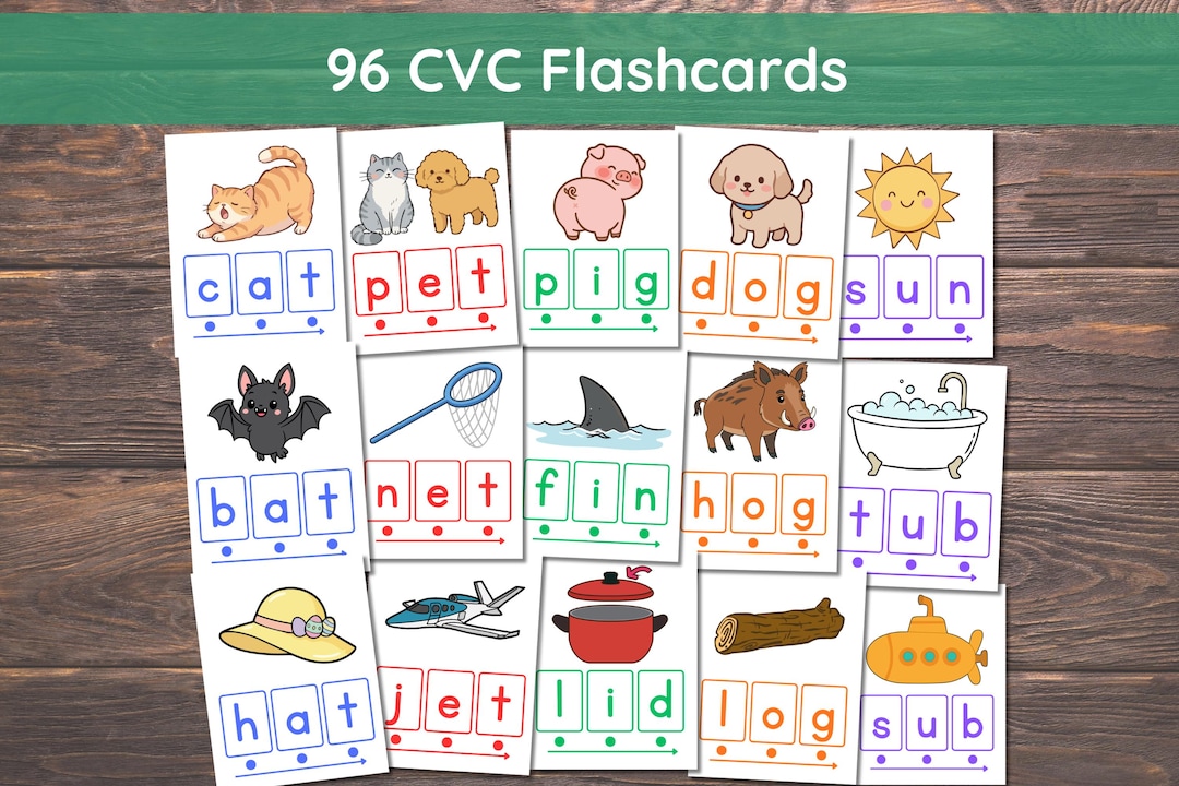 CVC Words Worksheets, CVC Words Families Cards, Short Vowel, Phonics ...