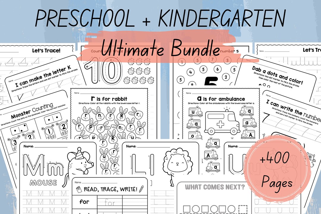 Preschool Pre-k Kindergarten Learning Bundle 400 Pages - Etsy