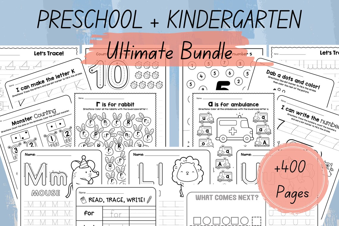 Preschool Pre-k Kindergarten Learning Bundle 400 Pages - Etsy