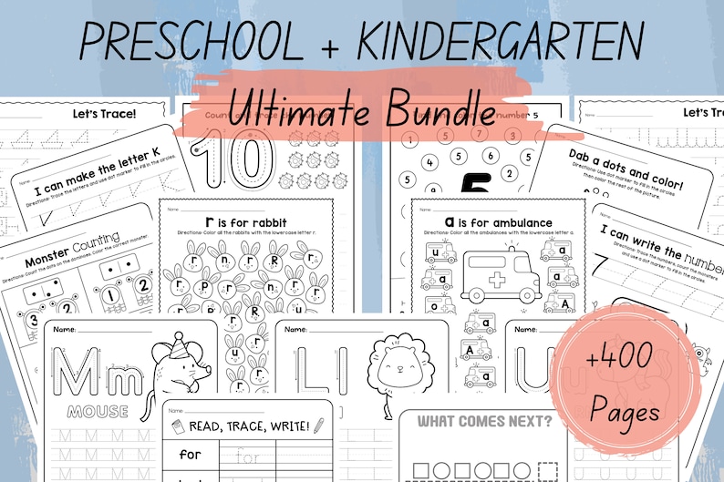 Preschool Pre-k Kindergarten Learning Bundle 400 Pages - Etsy