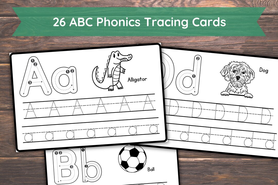 26 ABC Phonics Tracing Cards, Preschool-kindergarten Handwriting and ...