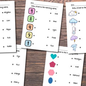 Printable Matching Names Worksheets, Match the Name, Kindergarten ...