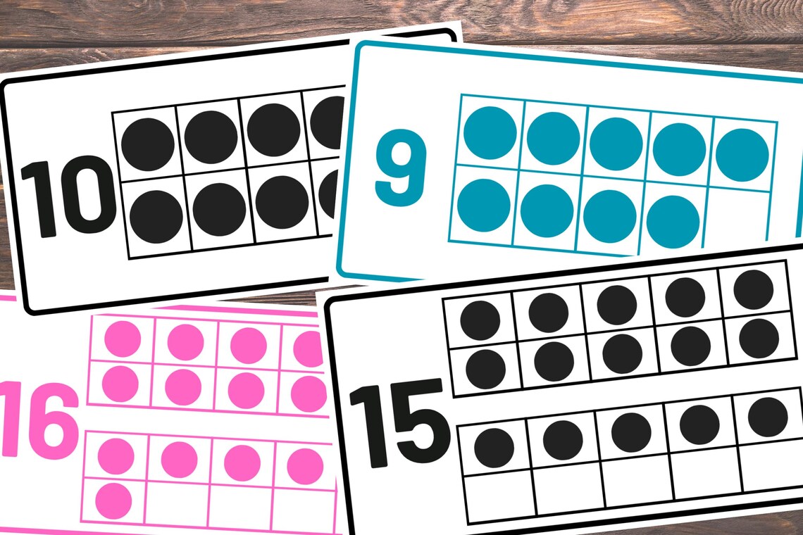 Ten Frame Flash Cards Printable, Counting 1–20 Math Activity, Preschool ...