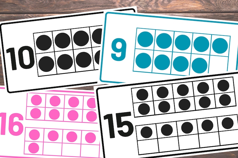 Ten Frame Flash Cards Printable, Counting 1–20 Math Activity, Preschool ...