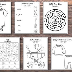 Baby Shower Kids Activity Book Coloring, Baby Shower Coloring, Baby ...
