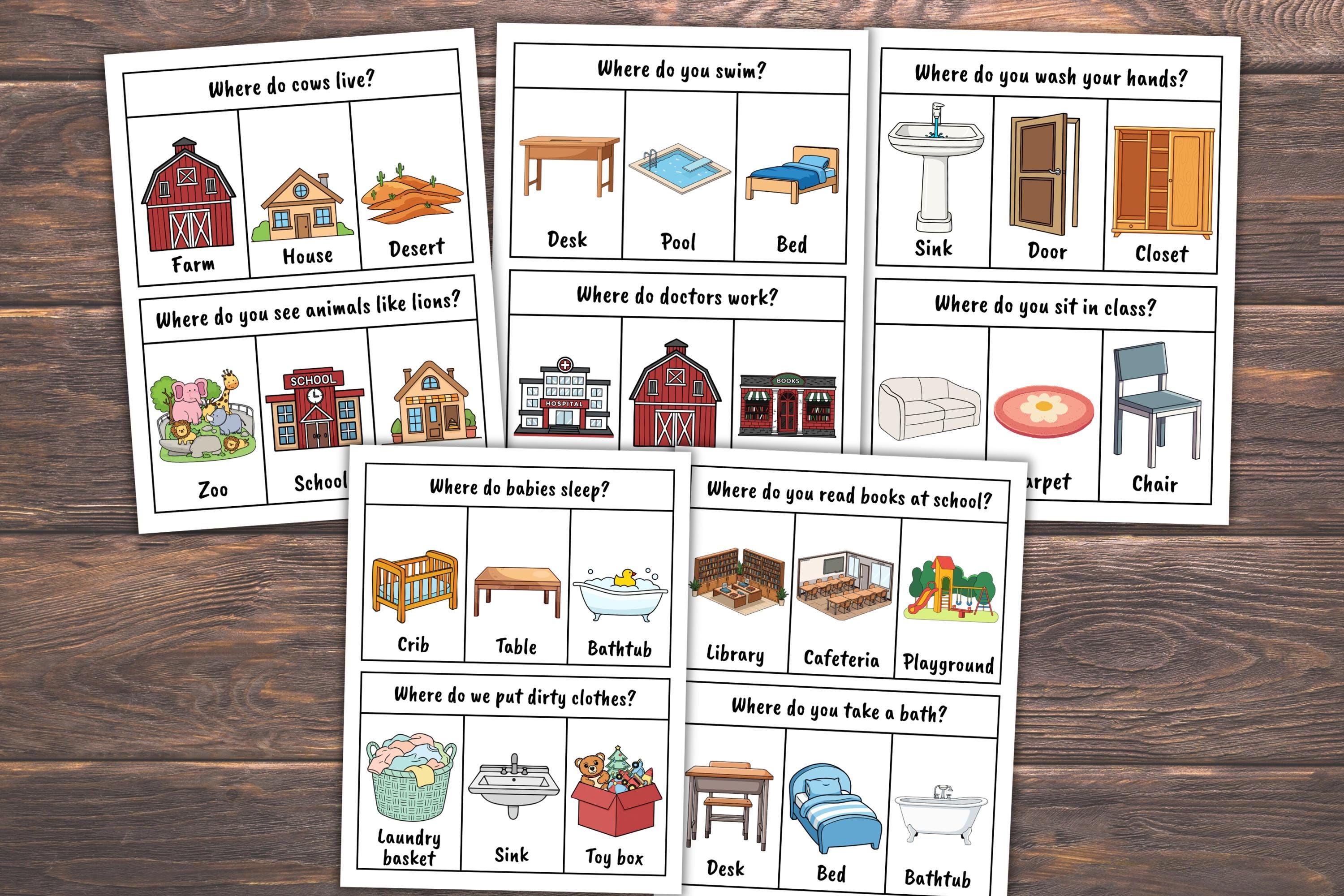 WH Question Flash Cards Printable, Speech Therapy Resource, Speech ...