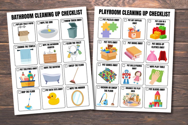 Kids Cleaning Checklist, Chore Chart for Kids, Kids Chore List, Kids ...