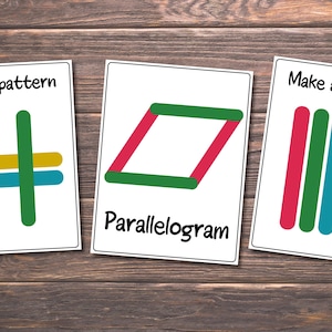 Popsicle Sticks Shapes Patterns Activity Game for Toddlers Montessori ...