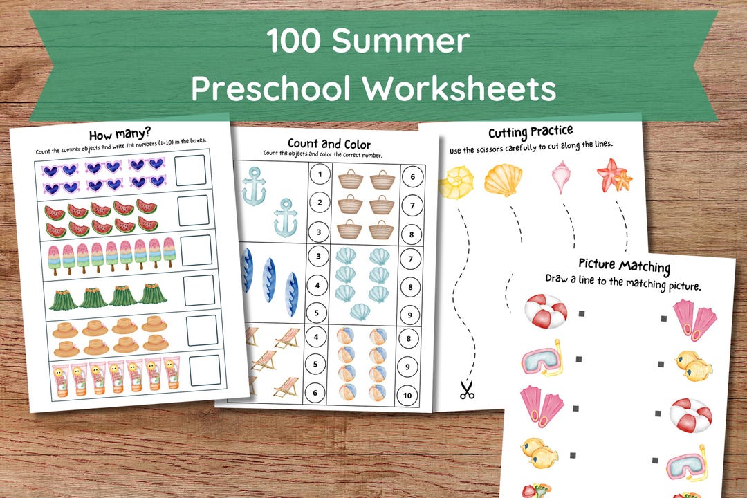 Printable Summer Preschool Activity Bundle, Summer Preschool ...