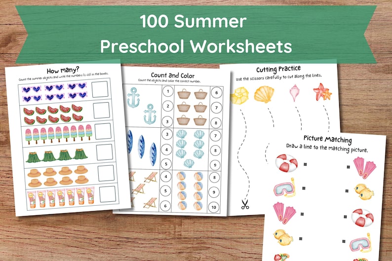 Printable Summer Preschool Activity Bundle, Summer Preschool ...