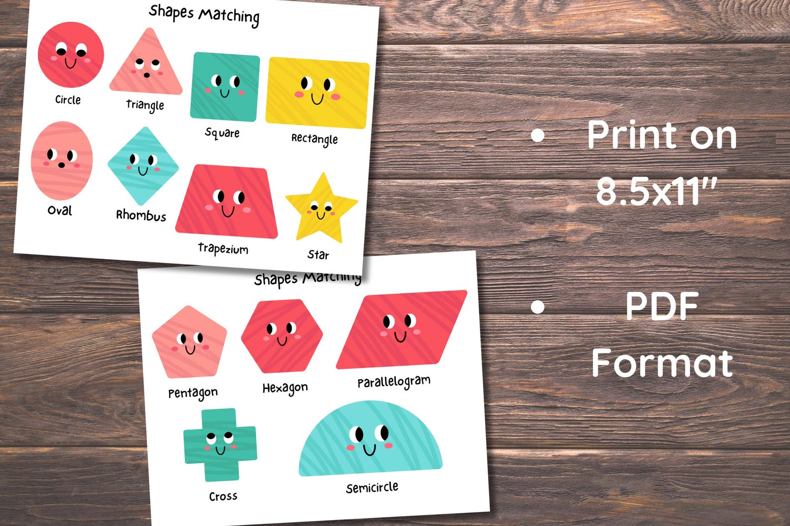 Shapes Matching Activity Printable Pdf Page, Matching Activity for ...