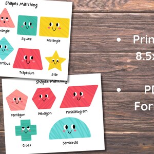 Shapes Matching Activity Printable Pdf Page, Matching Activity for ...