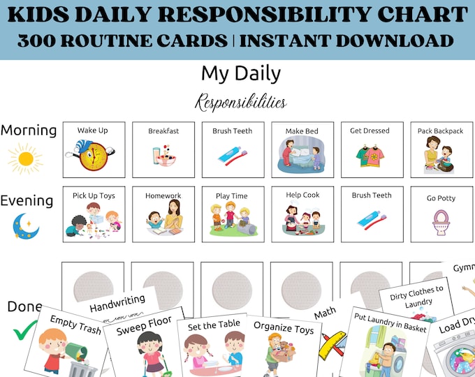Printable Daily Responsibilities Chart - Etsy Canada