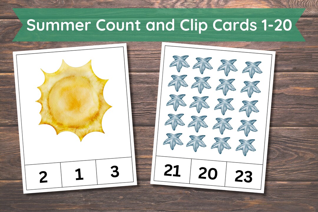 Summer Count and Clip Cards, Preschool Printable, Preschool Math ...