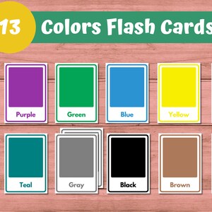 13 Color Cards, Montessori Flashcards, Pre-school Cards, Educational ...