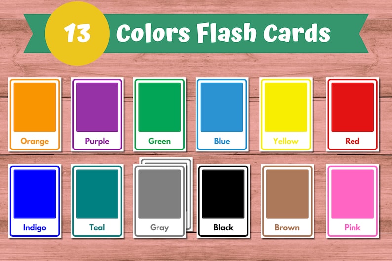 13 Color Cards Montessori Flashcards Pre-school Cards - Etsy